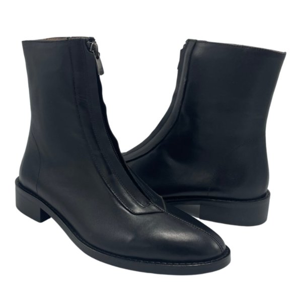 Poletto | Shoes | Poletto Front Zip Black Leather Ankle Boots | Poshmark